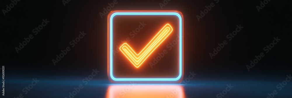 Glowing Neon Checkmark Symbol - Success, Approval, and Completion - A ... Glowing Neon Checkmark Symbol - Success, Approval, and Completion - A ...