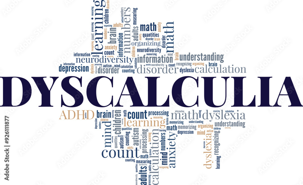 Dyscalculia: Math Dyslexia word cloud conceptual design isolated on ...