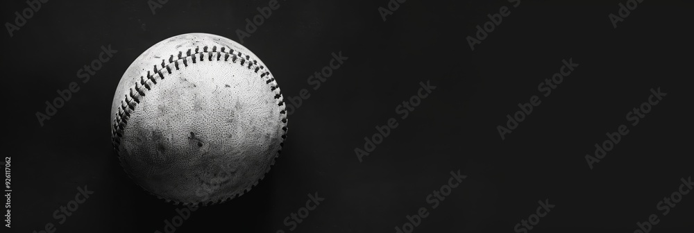 Vintage Baseball on Black Background - A classic baseball with worn ...