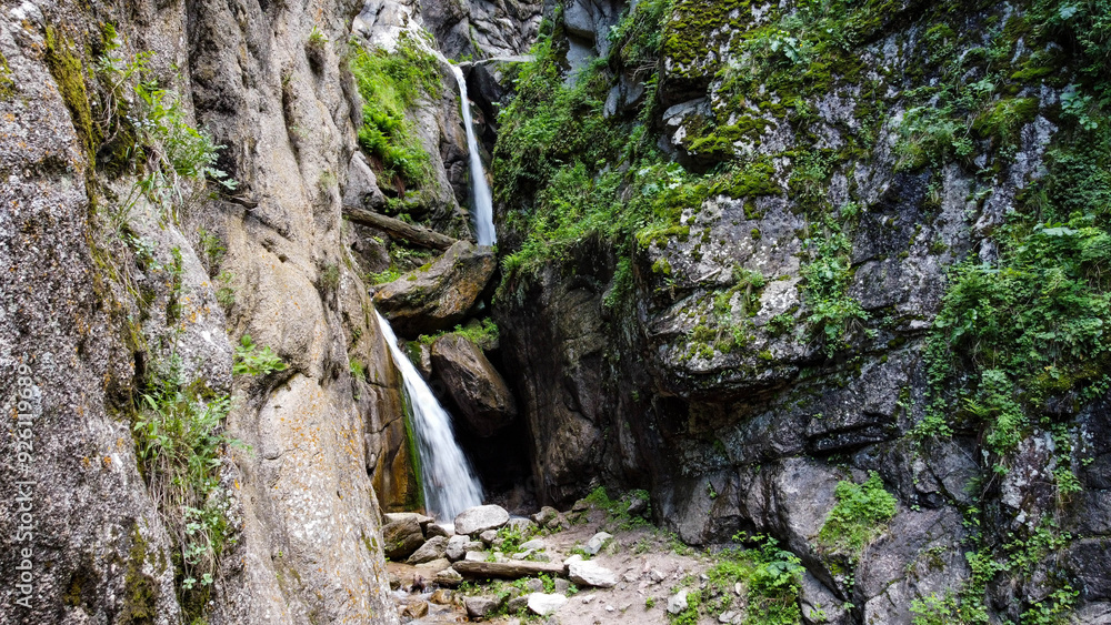 Monakhovo gorge in the Talgar mountains, The photo shows the gorge ...