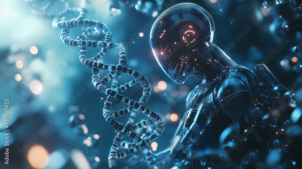 Medical concept in the field of nanotechnology. Genetic engineering and ...