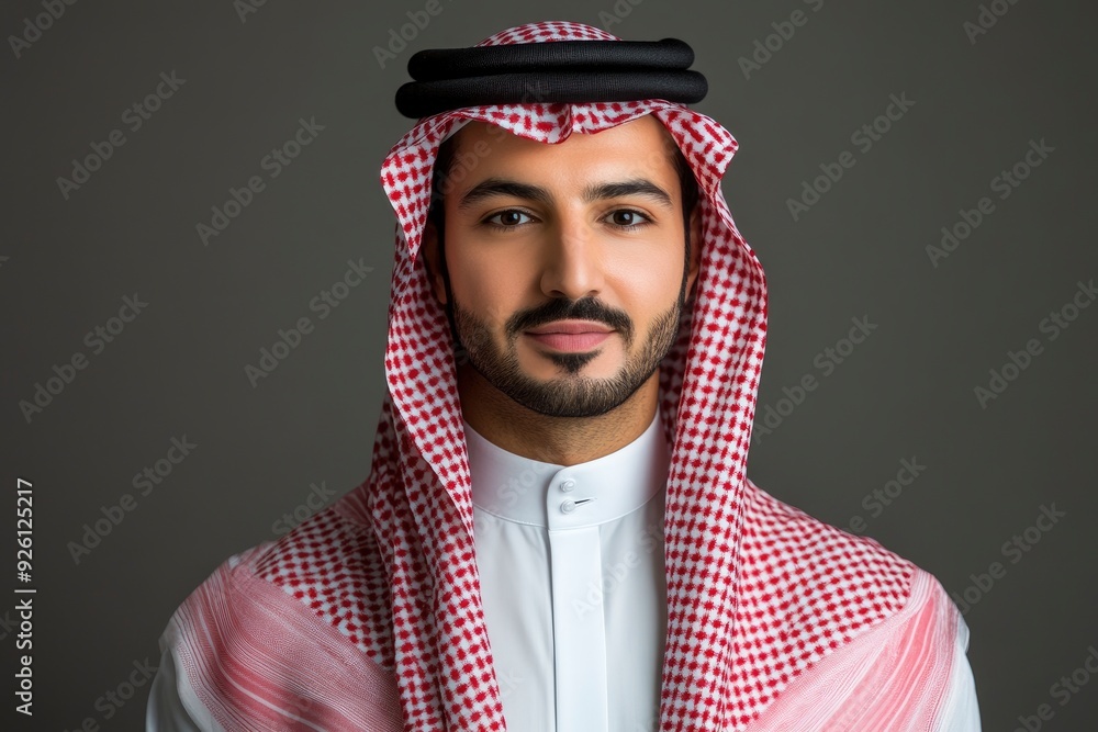 Handsome arab middle-eastern saudi arabian man with traditional saudi ...