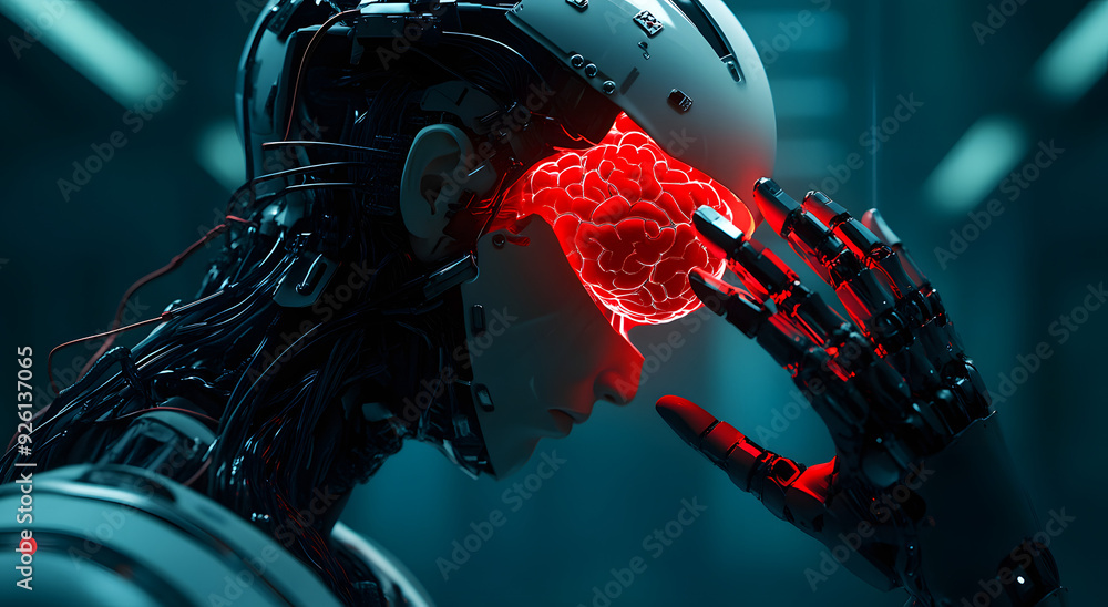 "A Robot Integrating an AI Brain into Its Own Head: Depiction of ...