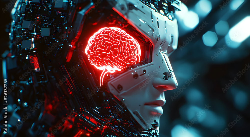 "A Robot Integrating an AI Brain into Its Own Head: Depiction of ...