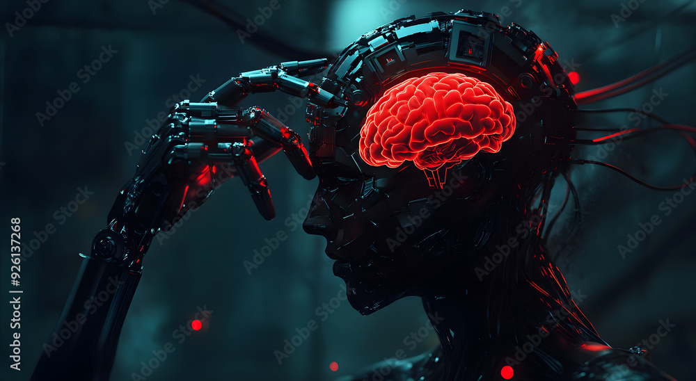 "A Robot Integrating an AI Brain into Its Own Head: Depiction of ...