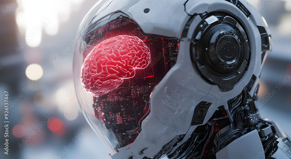 "A Robot Integrating an AI Brain into Its Own Head: Depiction of ...