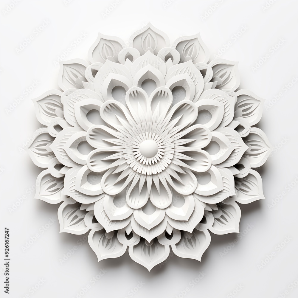 Minimalistic mandala artwork. A beautifully crafted white paper ...