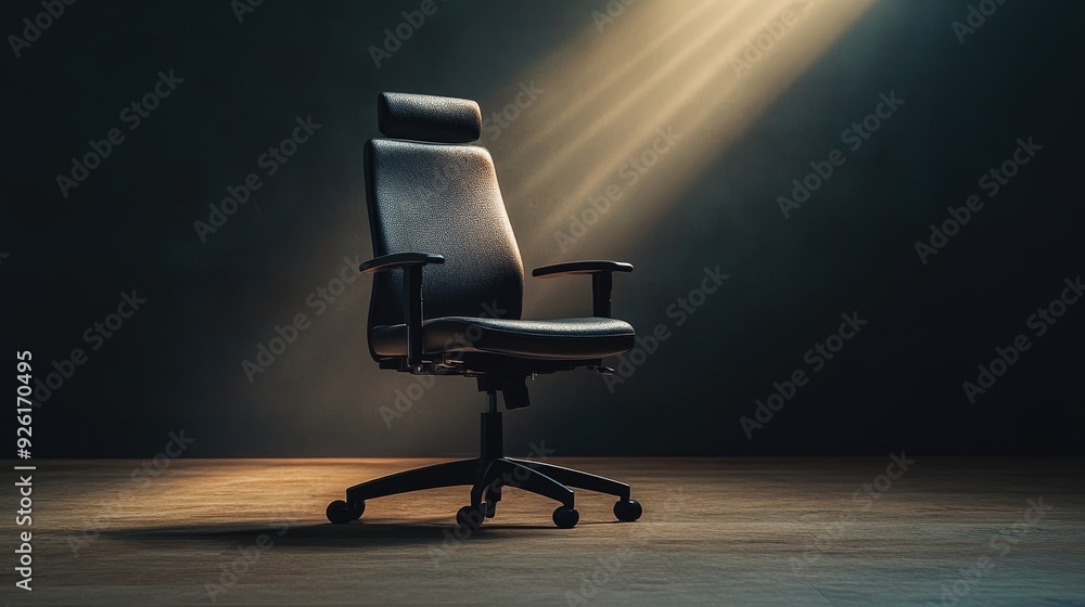 Empty office chair under a bright spotlight, highlighting the concept ...