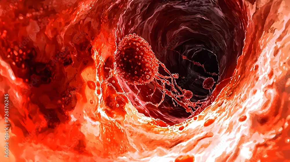 Blood Clot Formation A close-up image of a blood clot forming, showing ...