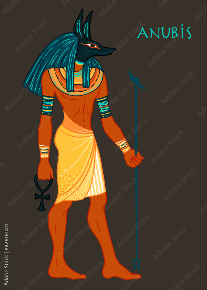 Portrait of Anubis. in Ancient Egyptian, god of death, mummification ...