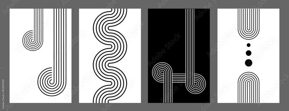 Line geometric arch and circle abstract shapes. Brutal modern ...