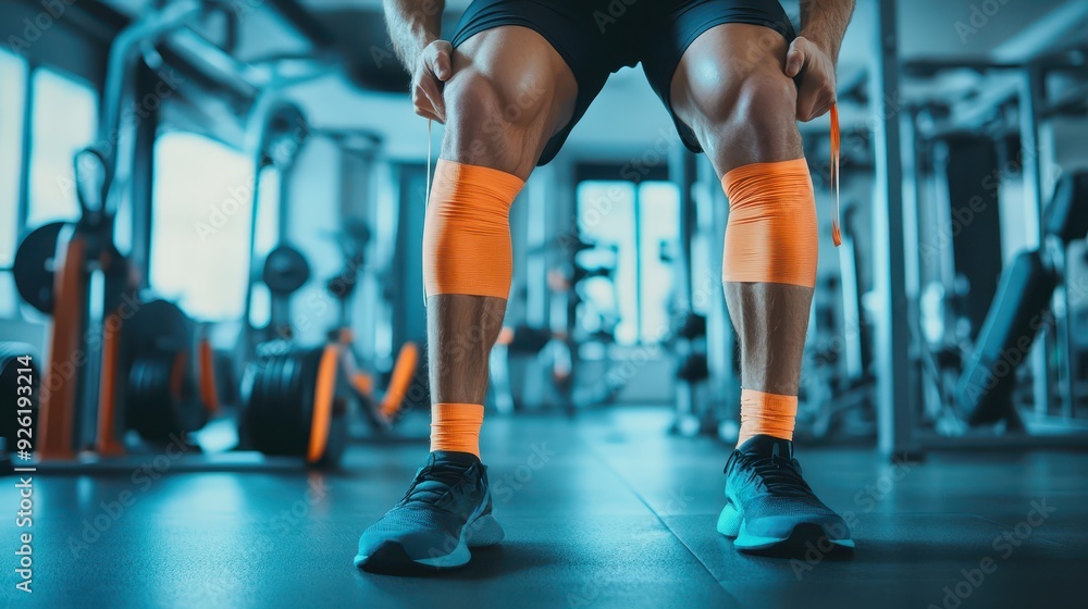 Athlete performing rehabilitation exercises with resistance bands ...
