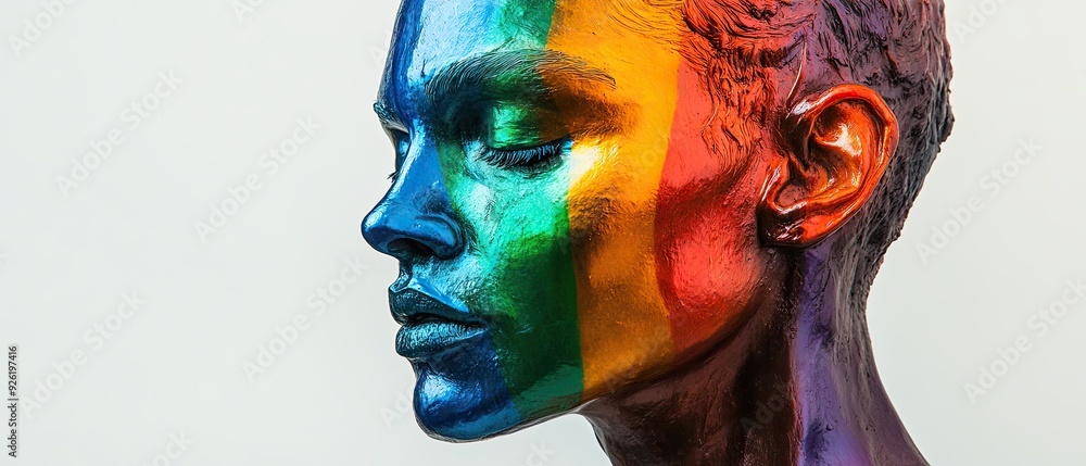 Head sculpture featuring a fusion of LGBTQ colors and modern design ...