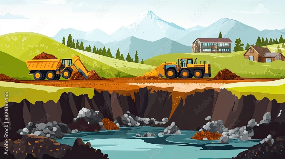 Visual representation of gold mining consequences highlighting land ...