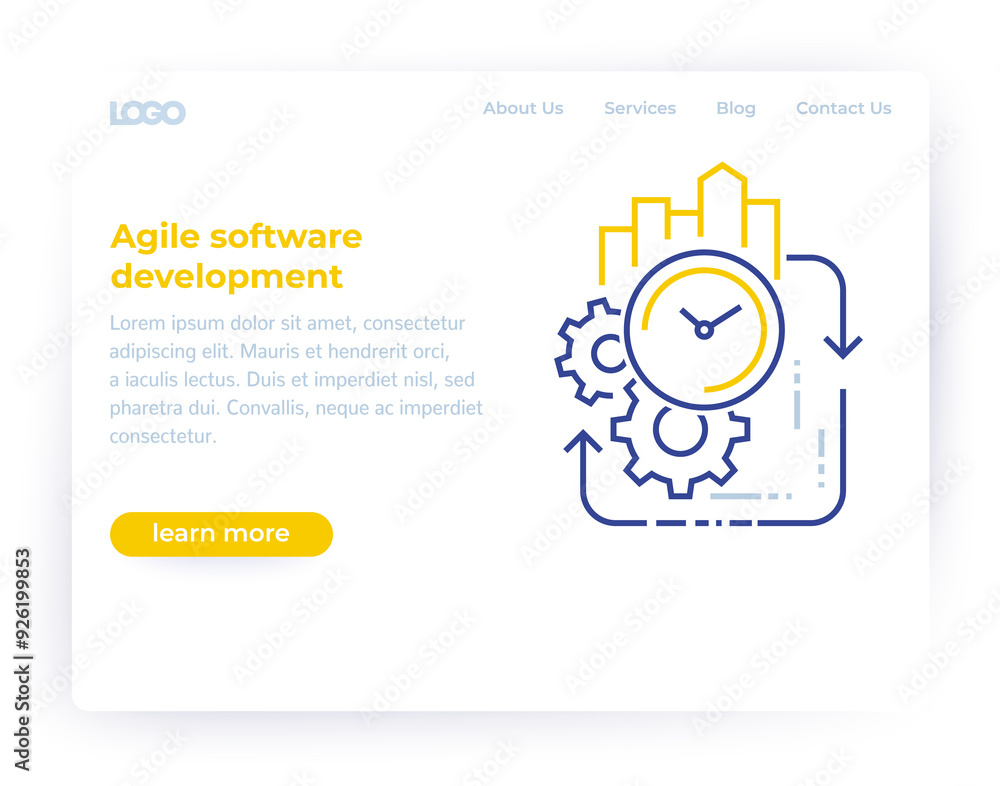 Agile software development, website template Stock Illustration | Adobe ...