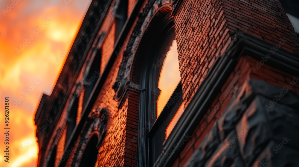 A tall brick structure bears a clock on its side; the sky forms a ...