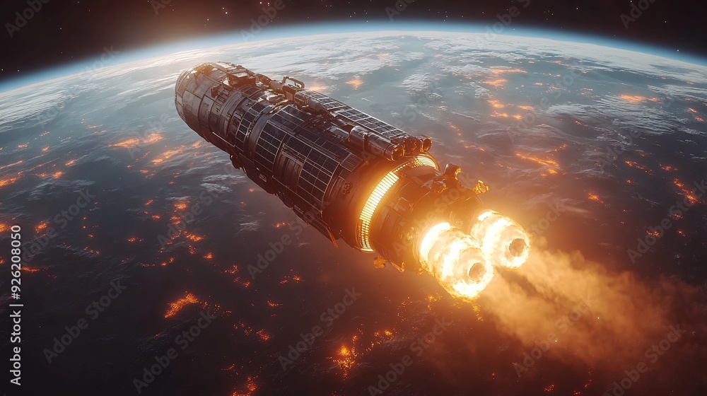 Solar Cell Spaceship Launching from Earth: A spaceship with solar ...