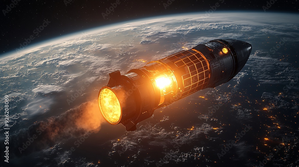 Solar Cell Spaceship Launching from Earth: A spaceship with solar ...