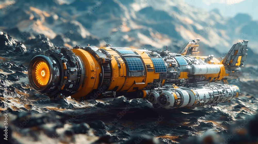 Solar Cell Spaceship on a Research Expedition: A spaceship with solar ...