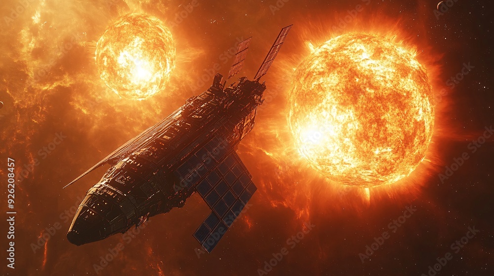 Solar Cell Spaceship in a Binary Star System: A spacecraft with solar ...