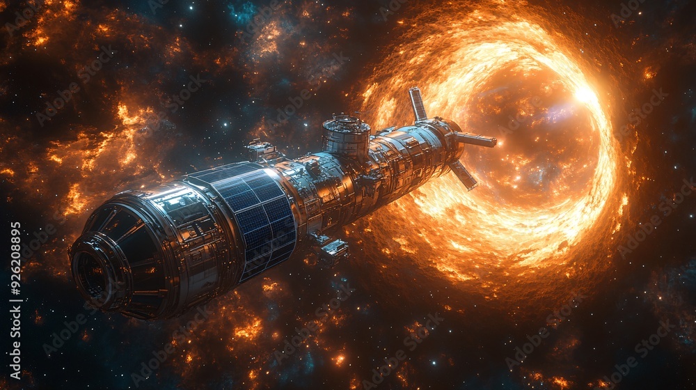 Solar Cell Spaceship Traveling Through a Wormhole: A spaceship with ...