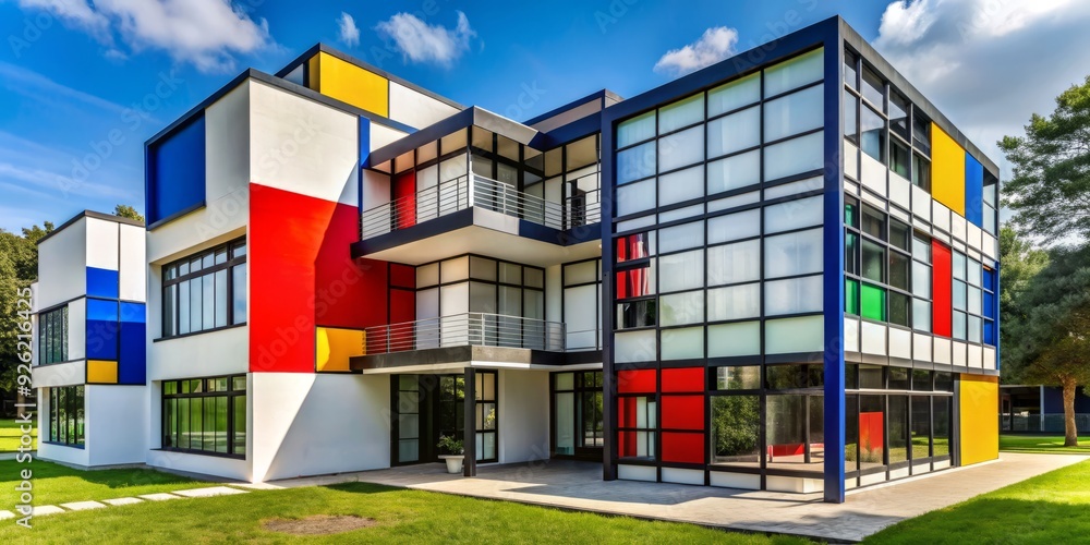 Modernist Fragmented Forms in bold, primary colors, and geometric ...