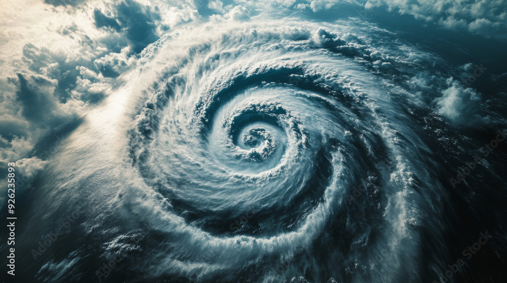 A high-resolution satellite image capturing a massive hurricane ...