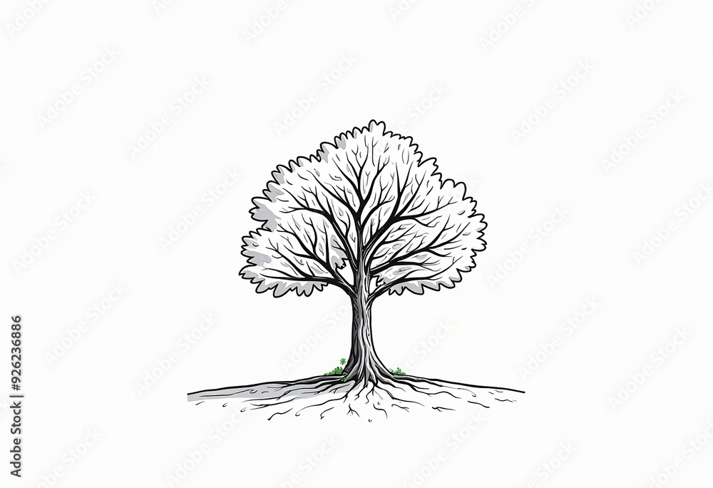 Elegant Line Art Tree Illustration: A Symbol of Nature and Growth for ...