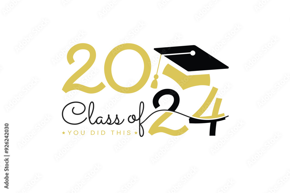 Class of 2024. Stylized calligraphic inscription Class of 2024 in one ...