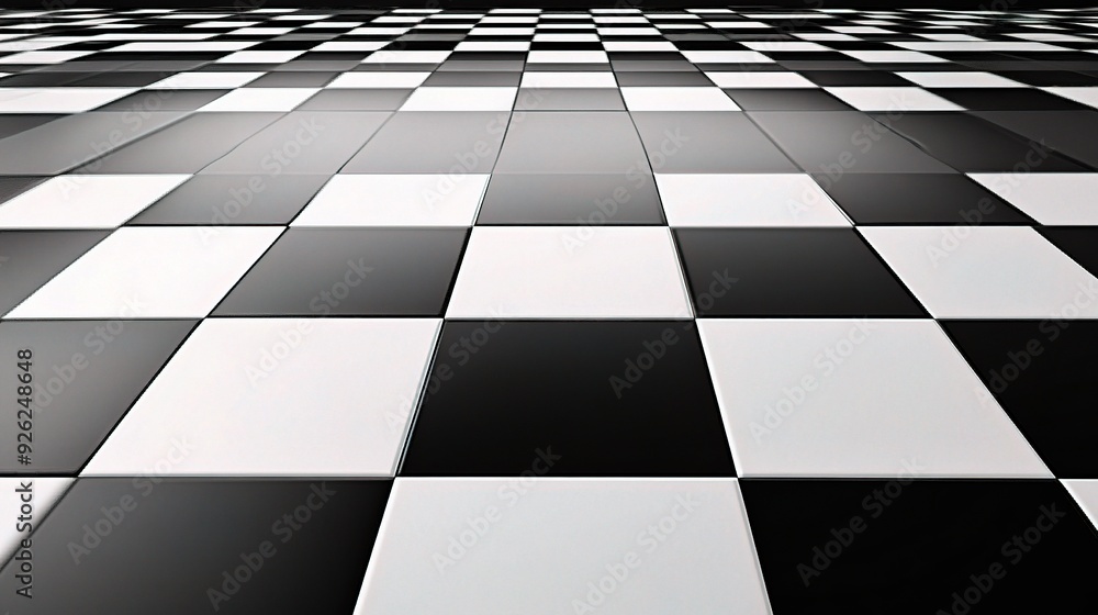 Checkerboard Perspective: A captivating image of a black and white ...