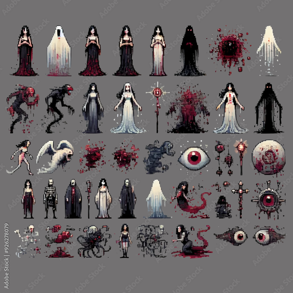 Blood Lady Theme Pixel Art for RPG Stock Illustration | Adobe Stock