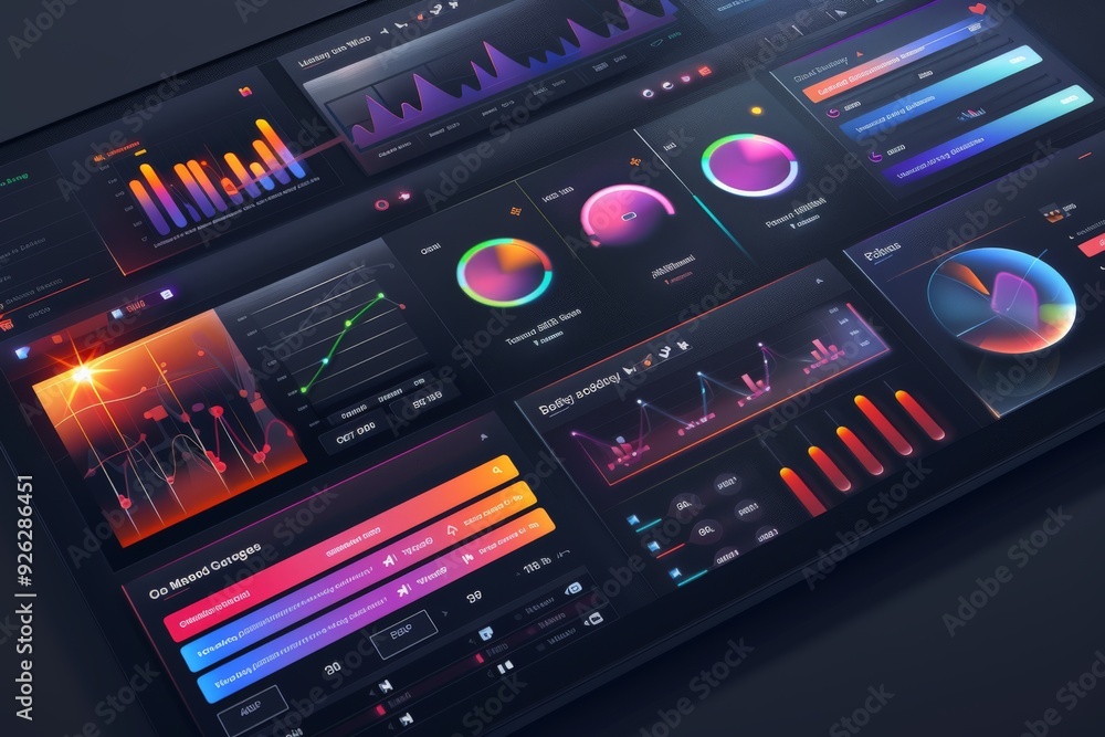 Modern colorful user interface dashboard design. Futuristic, aesthetic ...