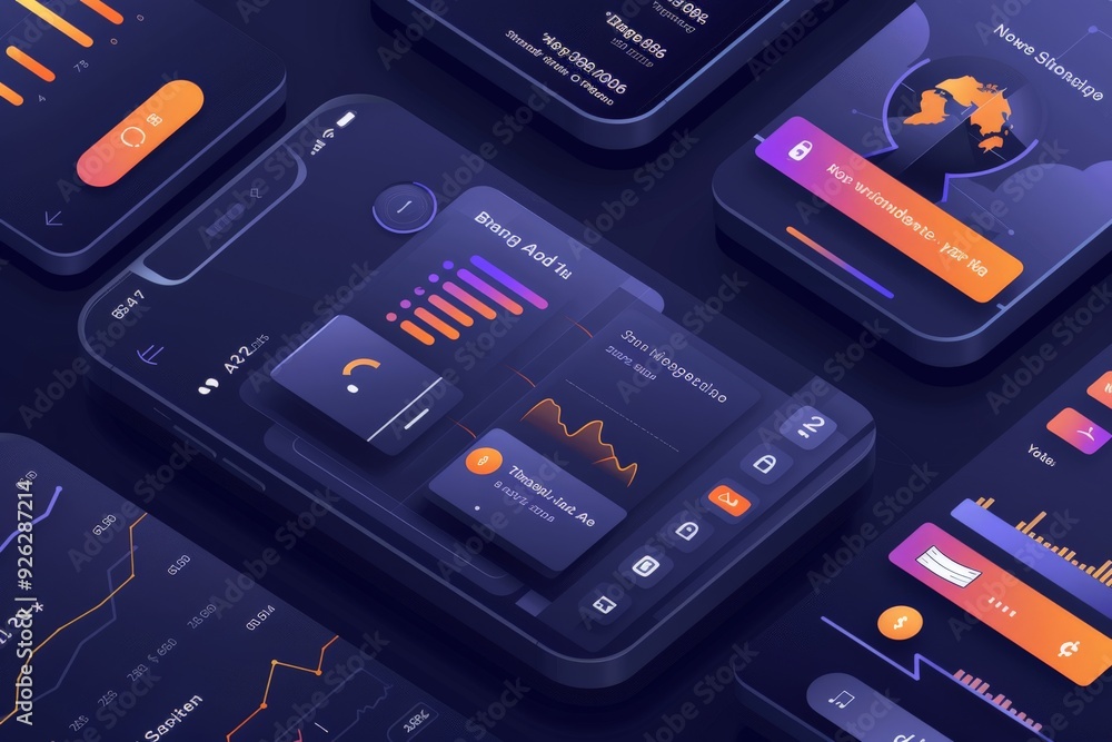 Neomorphism bank app interface design on smartphone screen. Online ...