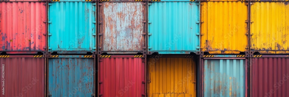 Shipping containers stacked on top of each other. Cargo sea port ...