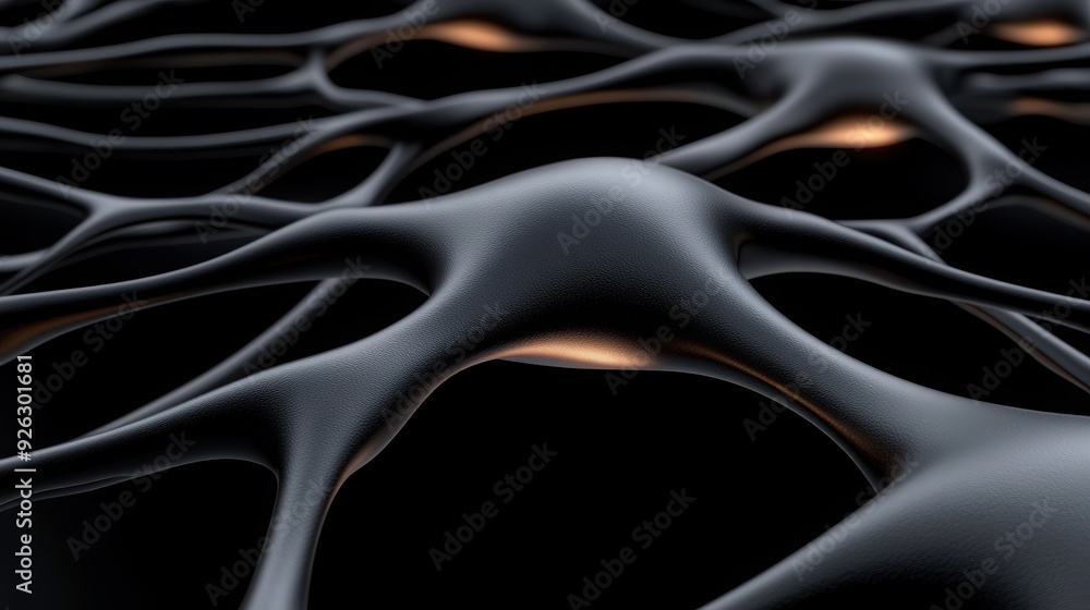 Abstract View Of Interconnected Structures With Glowing Elements