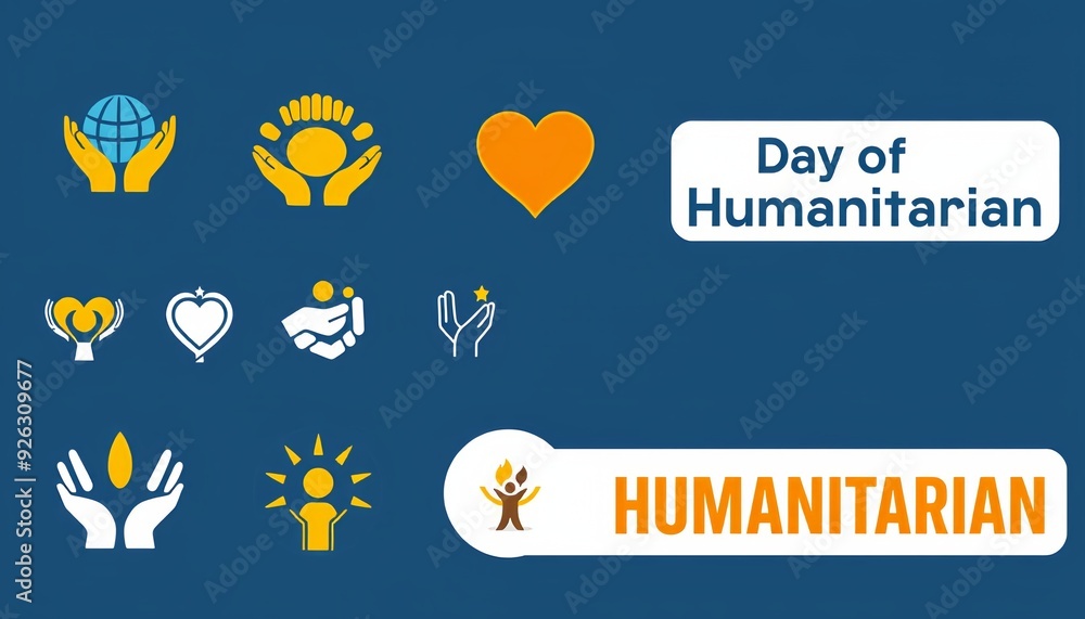 Vector Icons and Emblems for Day of Humanitarian: Symbols of Unity ...