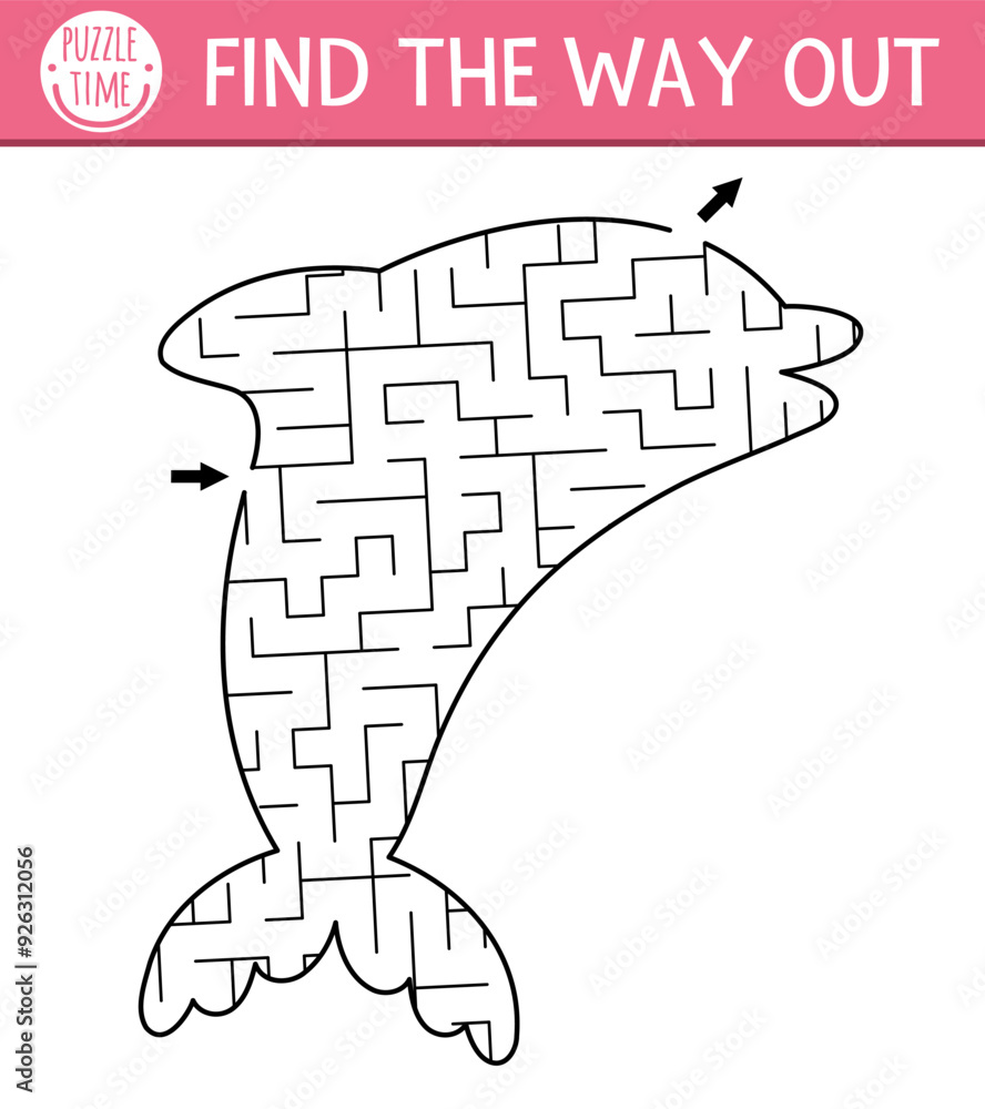 Under the sea or mermaid geometrical maze for kids. Ocean preschool ...