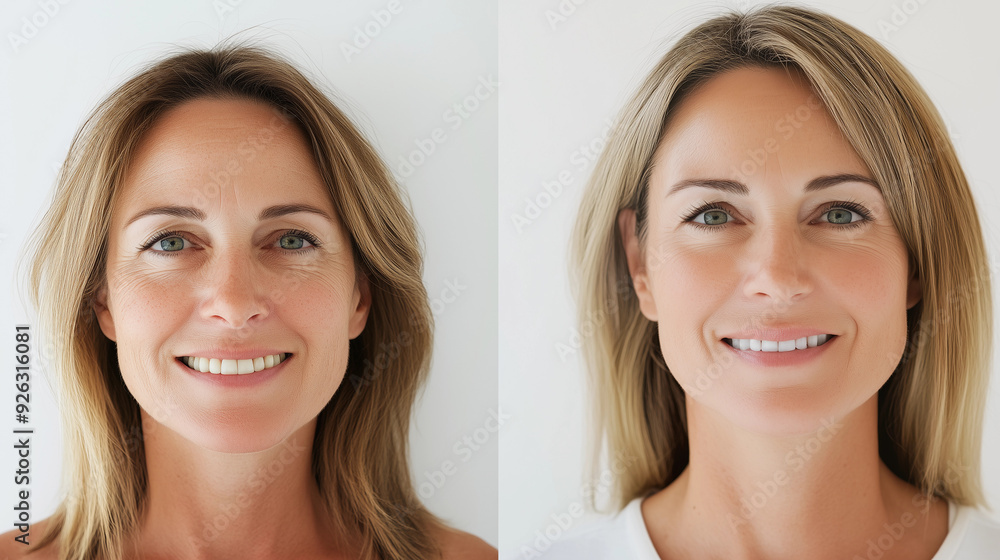 Perimenopause Woman skincare before after transformation wrinkles fine ...