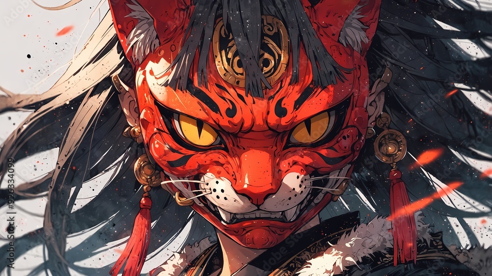 Japanese Cat Oni Mask: A Vibrant Fusion of Tradition and Modernity in ...