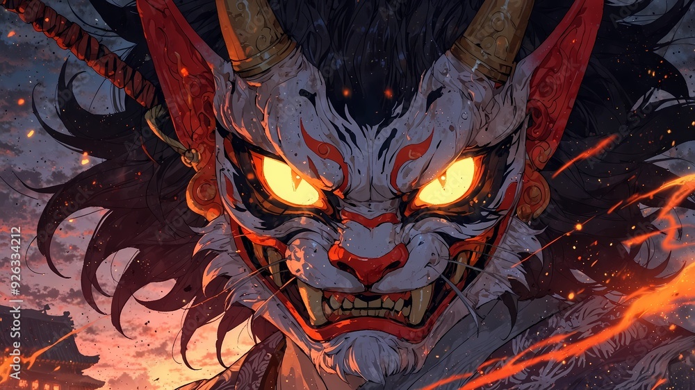 Japanese Cat Oni Mask: A Vibrant Fusion of Tradition and Modernity in ...