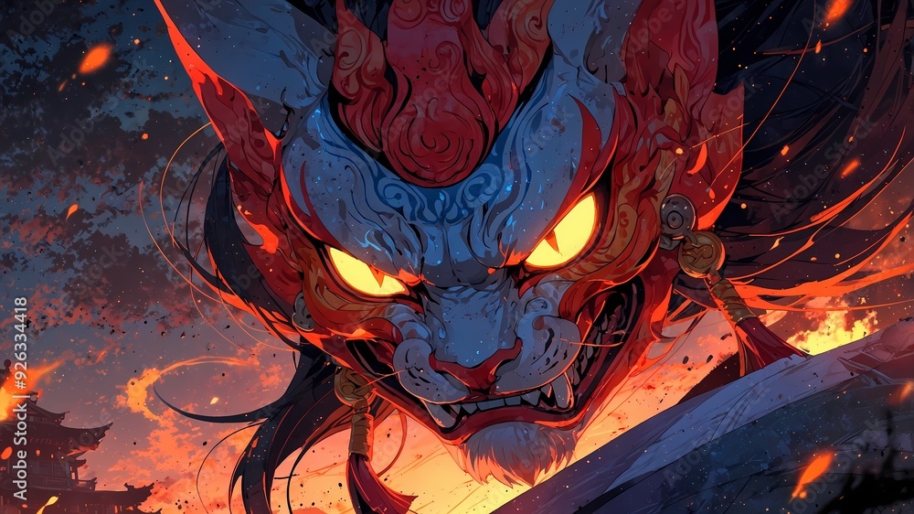 Japanese Cat Oni Mask: A Vibrant Fusion of Tradition and Modernity in ...