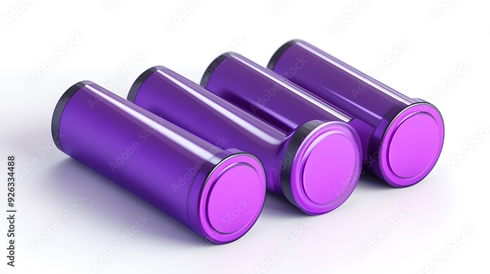 ภาพประกอบสต็อก A group of purple cylinders are arranged on a purple ...