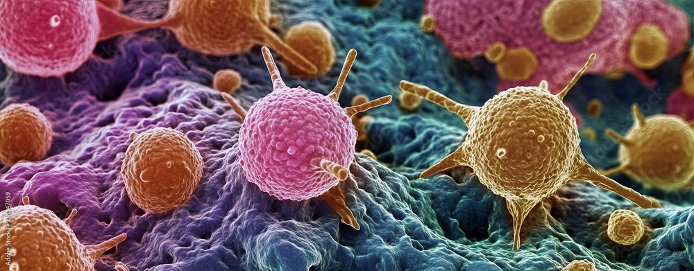 Microscopic image of cancer cells, with a focus on abnormal cell ...