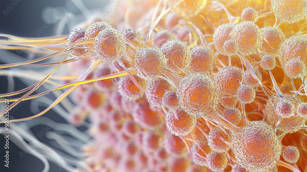 Detailed view of hair follicle cells under a microscope, highlighting ...
