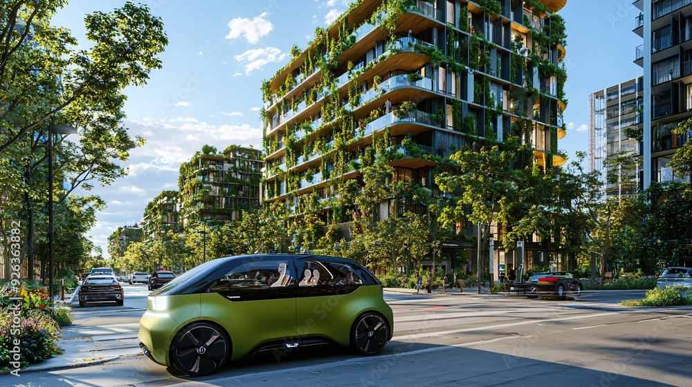 Sustainable Urban Future Depicted with Electric Vehicles Green ...