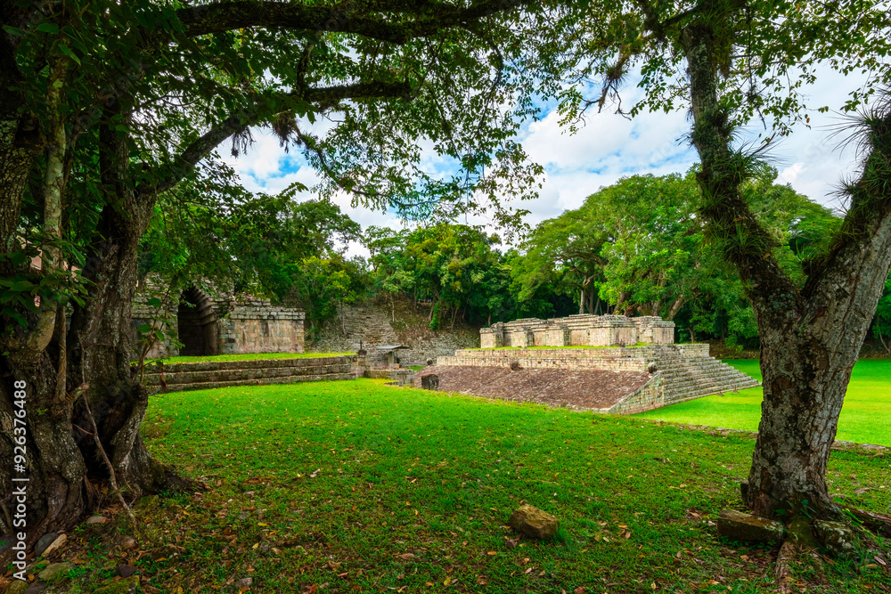 Ball court of Copan Ruinas, an archaeological site of the Maya ...