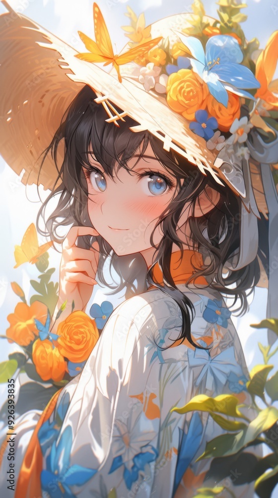 Spring Blossoms: A Close-Up of an Anime Girl Embracing the Vibrant ...