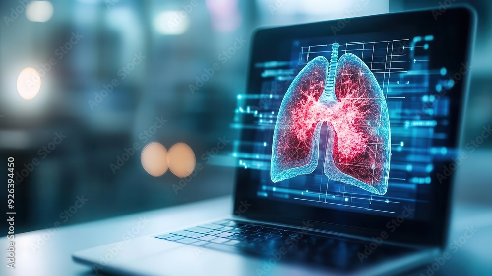 Advanced AI technology detecting cancer in lung imagery, modern ...