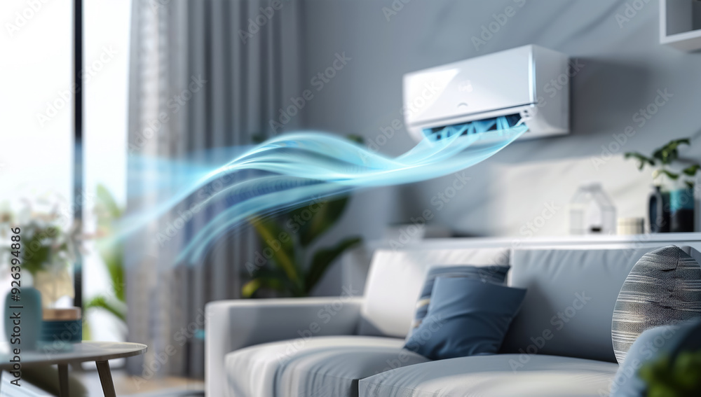 Comfortable Living Space with Efficient Airflow. A well-lit living room ...