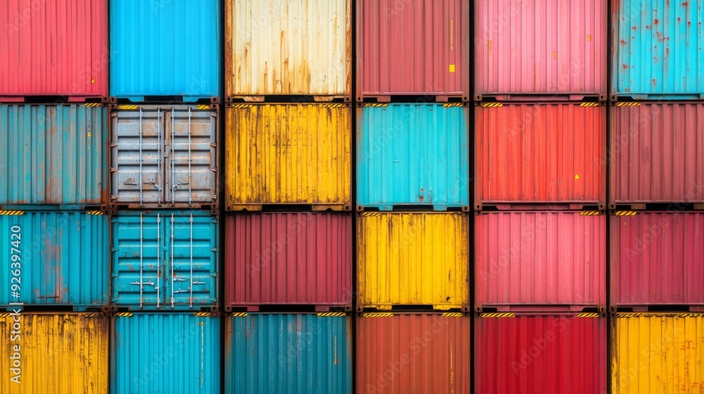 Shipping containers stacked on top of each other. Cargo sea port ...